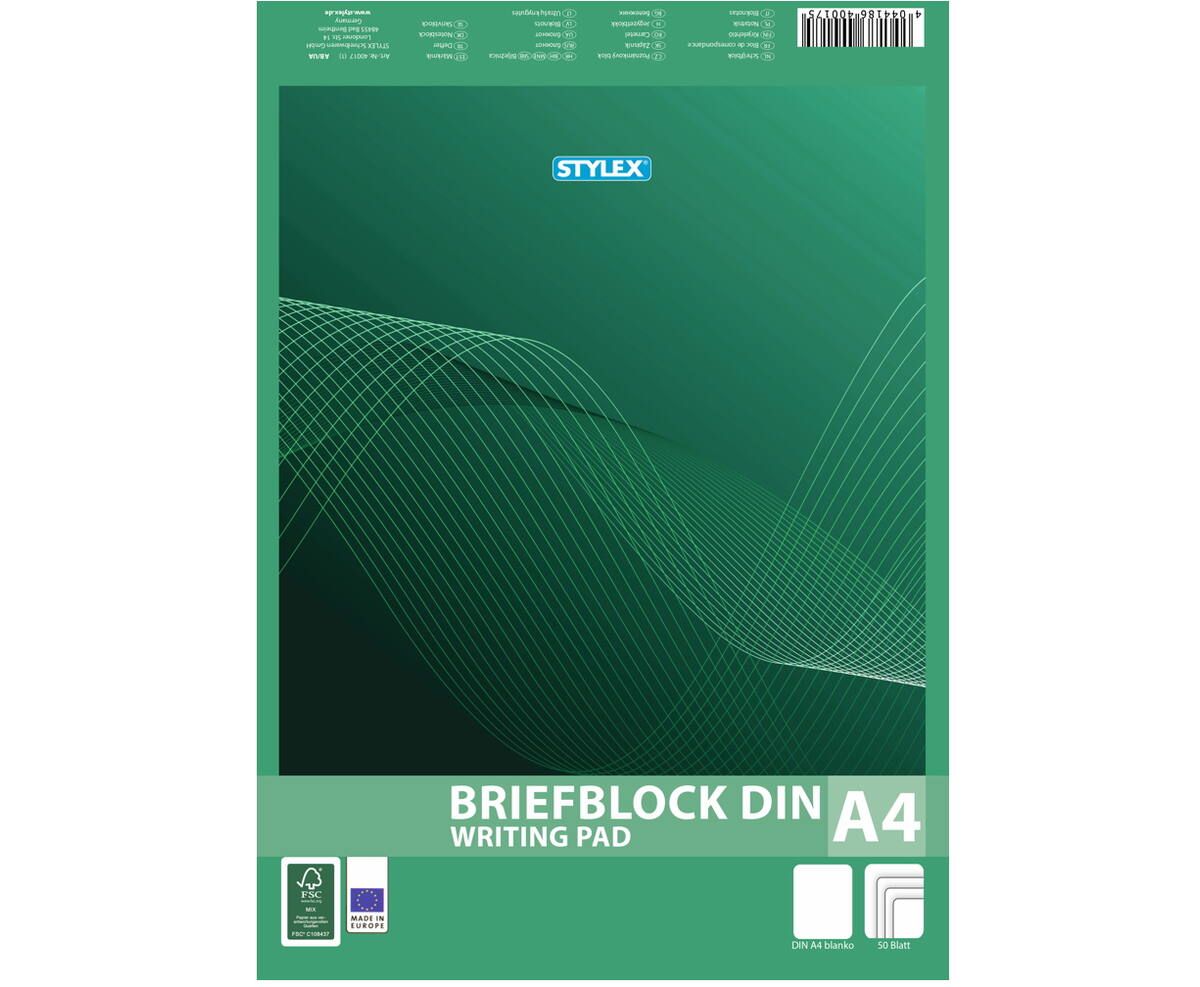 Briefblock, DIN A4, blanko- NOTOS BOOKS - notosplusbooks.gr